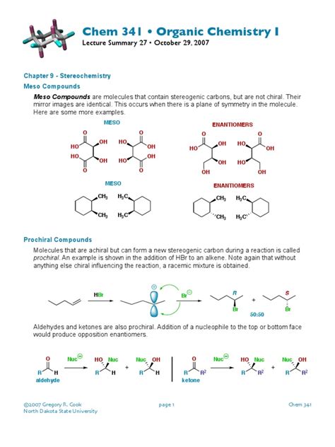 Ochem Notes Stereo Pdf Chirality Chemistry Atoms