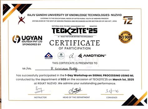 Machinelearning Signalprocessing Ai Teckzite25 Rgukt Srinivasa