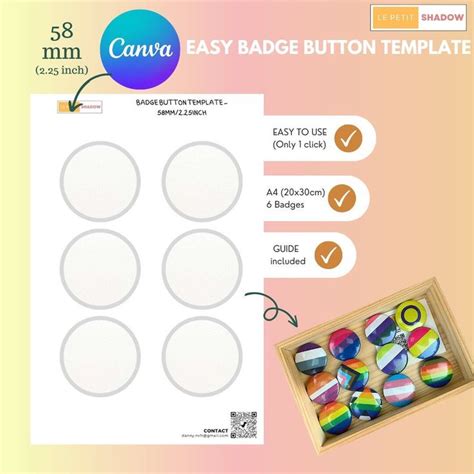 Easy Badge Button Template Pinback Button Template Canva Template For