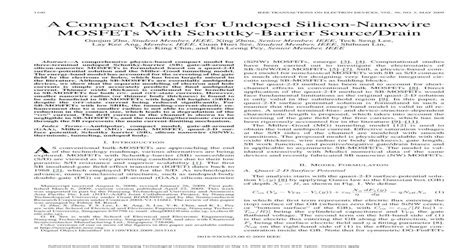 A Compact Model For Undoped Silicon Nanowire Mosfets With Schottky Barrier Source Drain [pdf