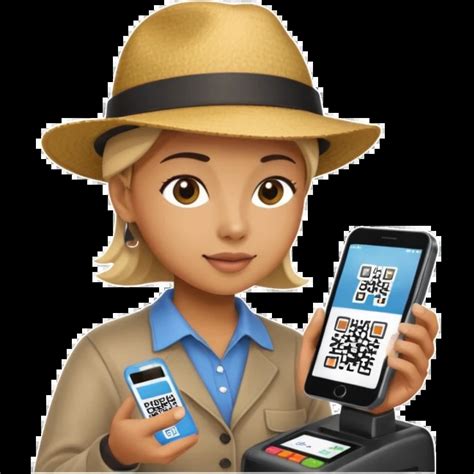 Draw A Tourist Who Is Using Their Phone To Scan A Qr Code On A Pos Terminal In The Style Of