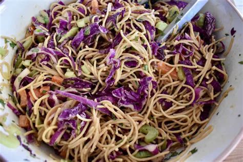 Asian Noodle Salad Cabbage And Peanut Dressing This Delicious House