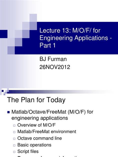 Lecture 13 Matlab Octave Freemat Pt1 Pdf Matlab Command Line