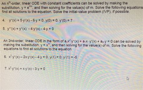 Solved An Nth Order Linear Ode With Constant Coefficients