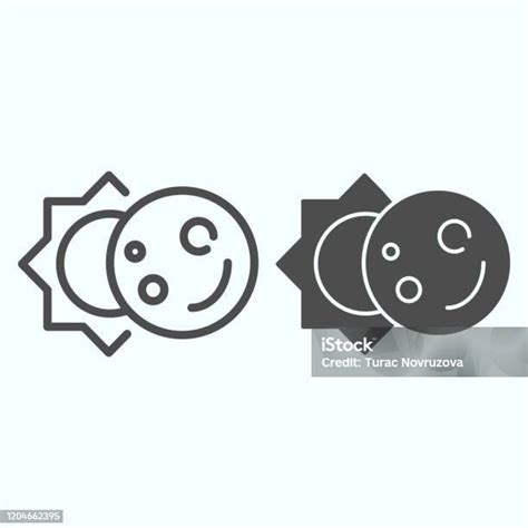 일식 선과 단색 아이콘입니다 달 구가 있는 태양 가리기 세계 공간 주간 디자인 개념 흰색 배경에 윤곽 스타일 픽토그램 웹 및