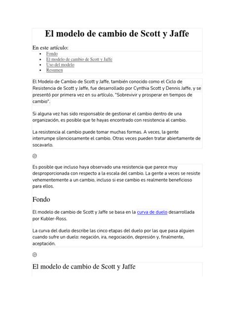 El Modelo De Cambio De Scott Y Jaffe Pdf