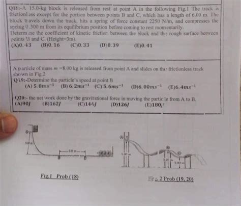 solved 018a 15 0 kg block is released from rest at point a