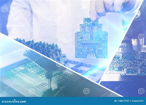 Collage Of Computer Boards With Visual Effects In A Futuristic Style