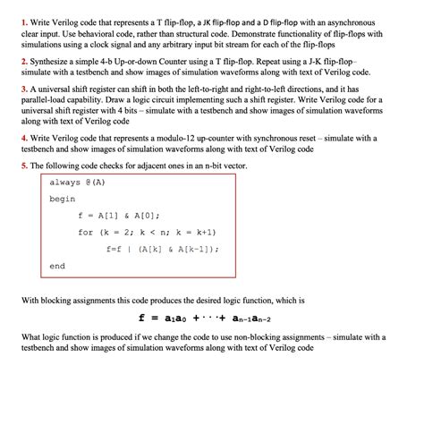 1 Write Verilog Code That Represents A T Flip Flop
