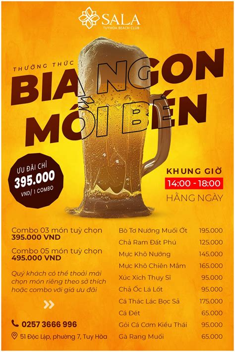 Bia Ngon Mồi Bén Chỉ Có Tại Sala Tuyhoa Beach Club Sala Hotel Group
