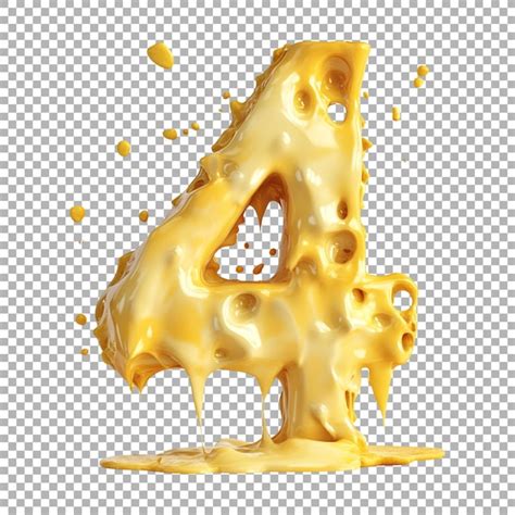 3d Rendering Of A Alphabet Number 4 Made With Melted Cheese On