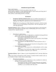 Introduction Speech Outline Docx Introduction Speech Outline Name Cade Haroldson General