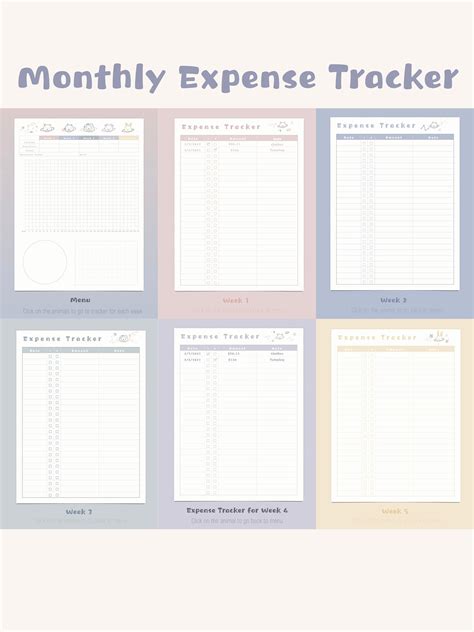 Cute Expense Tracker Digital Expense Tracker Monthly Expense Tracker