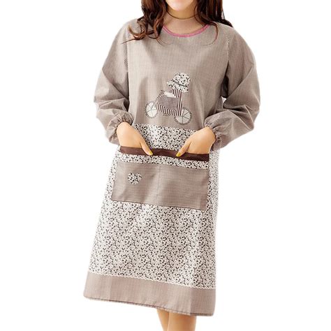 Apron Women Kitchen Apron Cooking Apron Anti Dirty Long Sleeve Apron
