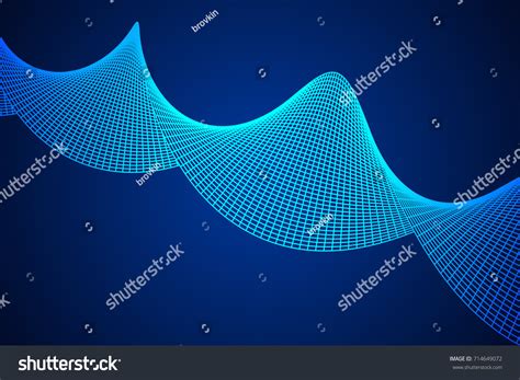 Wireframe Mesh Sinusoidal Plane Trigonometry Connection Stock Vector