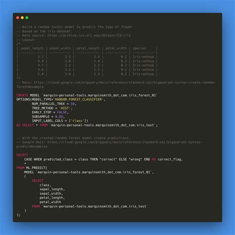 Create A Random Forest Ml Model In Bigquery And Use It To Make Predictions Marquinsmith
