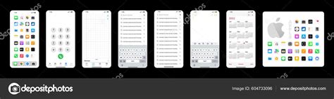 Iphones Interfaces Apple Mockup Apps Templates Phone Navigation Page Main Stock Vector By
