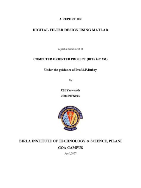 digital filter design using matlab pdf signal processing