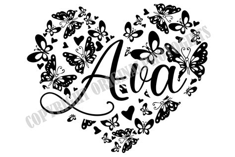 Heart Svg Ava Svg Ava Heart Svg Butterfly Heart Svg Ava Etsy