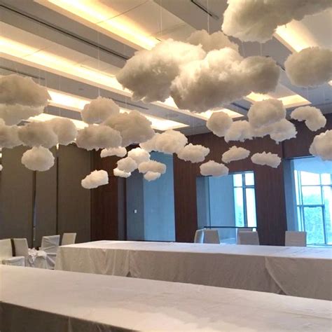 5pc Set Artificial Cotton Clouds Decoration White 3d Ceiling Interior