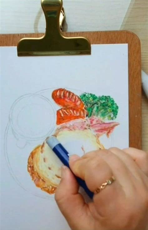 오일파스텔 수채화 On Instagram 브런치그림영상 🎥 오일파스텔그림영상 브런치그림영상 오일파스텔드로잉 빵 🍞 햄 🍖 커피 ☕ 후라이 🍳 베이컨 🥓