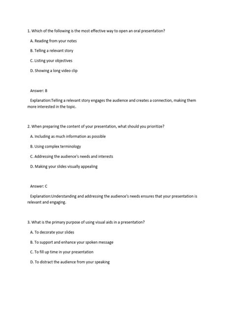 Oral Presentation Mcqs Download Free Pdf Public Speaking