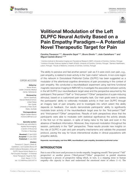 Pdf Volitional Modulation Of The Left Dlpfc Neural Activity Based On