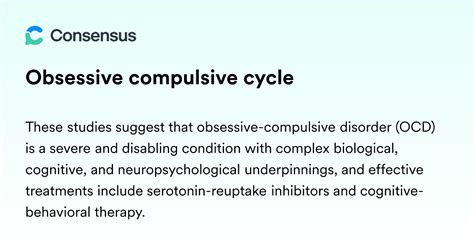 Obsessive Compulsive Cycle Consensus Academic Search Engine