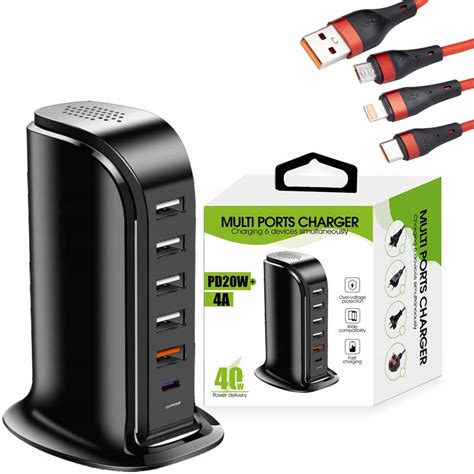 SZYBKA STACJA ŁADOWANIA ŁADOWARKA Quick Charge QC 3 0 5xUSB 1x USB C