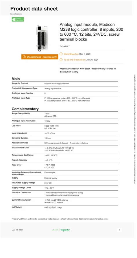 4G Schneider TM2ARI8LT Analog Input Module For Industrial At 17416 In New Delhi