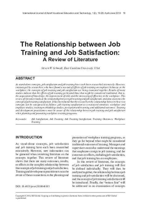 Pdf The Relationship Between Job Training And Job Satisfaction