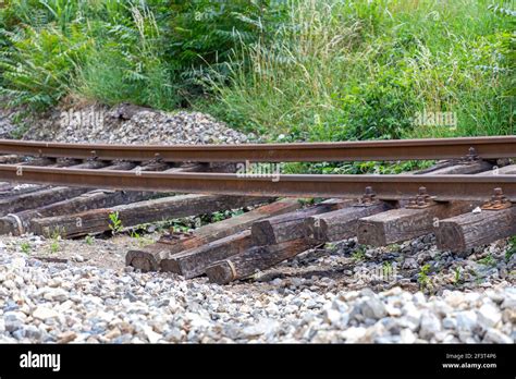 Flood Damaged Section Of Rail Tracks Danger Stock Photo Alamy