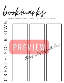 Create Your Own Bookmark PDF By AuriemmaAir TPT