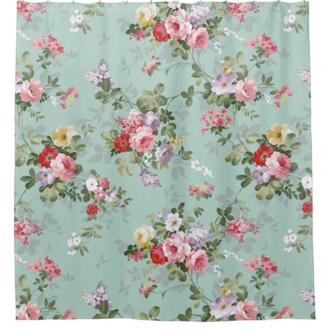 Vintage Pink Red Elegant Roses Flowers Pattern Shower Curtain Zazzle