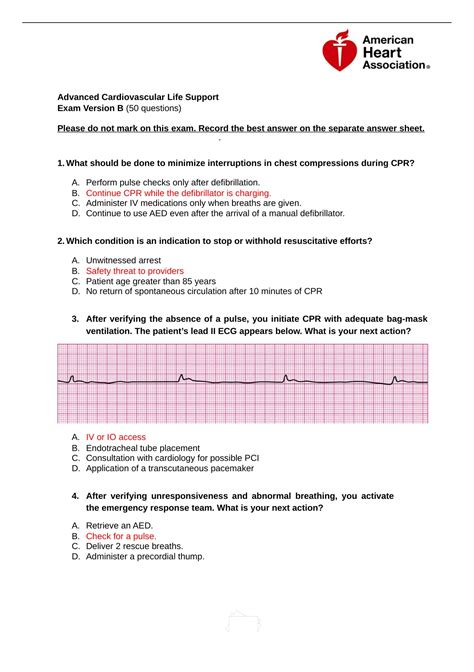 ACLS Exam Version B Questions With Answers Acls Stuvia US