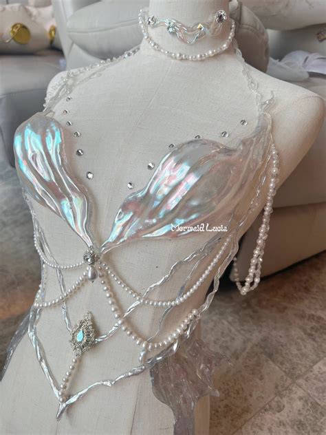 Luminous Seashell Siren Angel Resin Mermaid Corset Bra Top Cosplay Cos