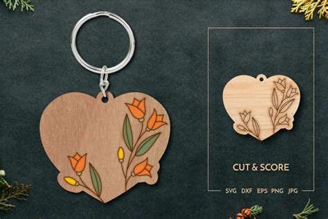 Heart Scored Keychain Customizable Laser Cut Score