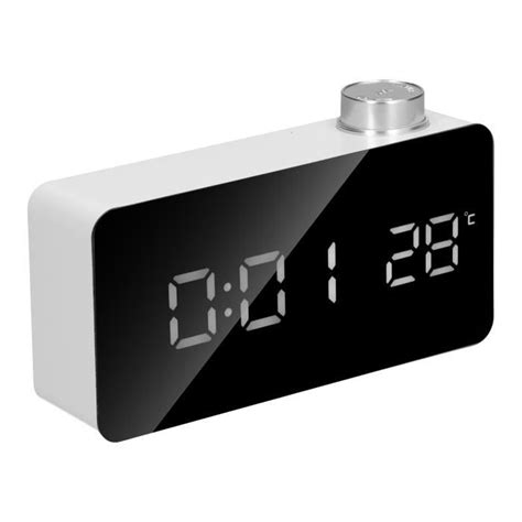 AUN horloge miroir Réveil numérique LED Miroir Fonction Snooze réglable Affichage lumineux