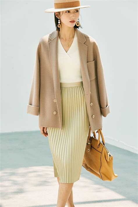 焦糖玛奇朵 气质羊绒羊毛双面呢2022秋冬系列轻熟职业女性的穿搭offiy有帆 女性职业正装服饰品牌