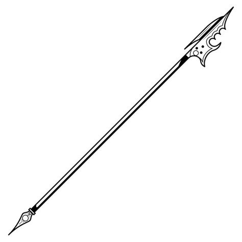 Premium Vector Abstract Black Simple Line Spear Weapon Doodle Outline Element Vector Design