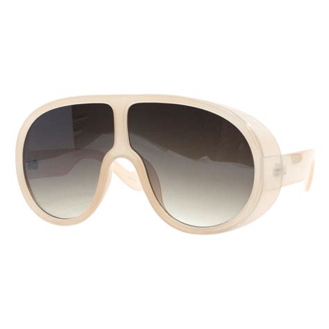Oversized Goggle Style Sunglasses Unisex Round Shield Shades Uv 400
