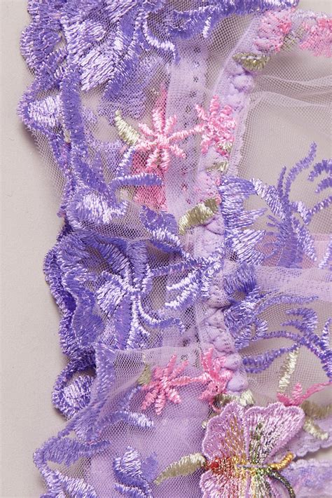 Purple Embroidery Lingerie Set Ally Fashion