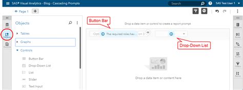 cascading prompts as report and page prompts in sas visual analytics
