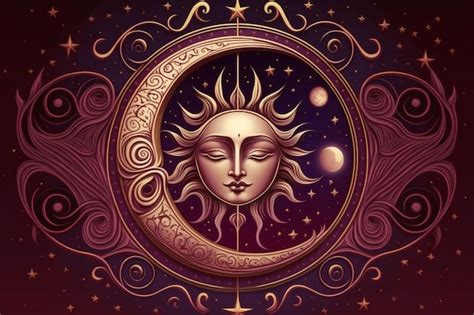 Premium Ai Image A Close Up Of A Sun And Moon With A Crescent In The