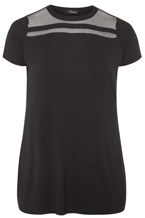 Limited Collection Black Mesh Insert Top Yours Clothing