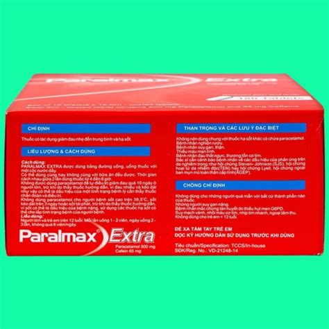 Thuốc Paralmax Extra 500mg65mg Boston Giúp Giảm đau Và Hạ Sốt