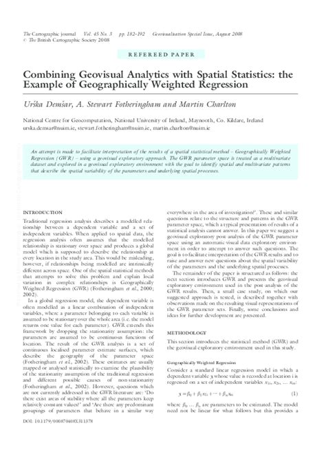 Pdf Combining Geovisual Analytics With Spatial Statistics The