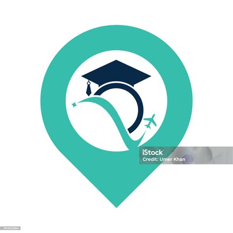 연구 여행 Gps 모양 개념 로고 디자인 템플릿입니다 졸업식에 대한 스톡 벡터 아트 및 기타 이미지 졸업식 아이콘 학생