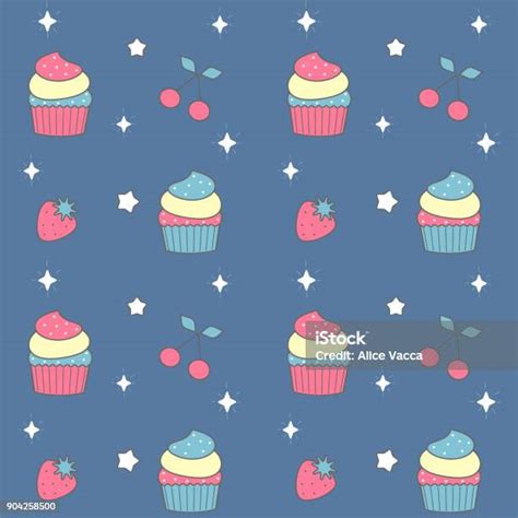 귀여운 사랑 스러운 레인 보우 다채로운 컵 케 잌은 원활한 벡터 패턴 배경 그림 귀여운에 대한 스톡 벡터 아트 및 기타 이미지 귀여운 다중 색상 디자인 Istock