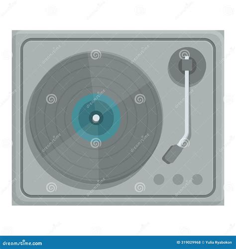 Flat Design Vector Of A Gray Turntable Depicting Retro Music Playback Equipment Stock Vector